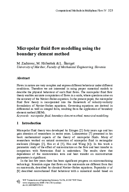 (PDF) Micropolar fluid flow modelling using the boundary element method