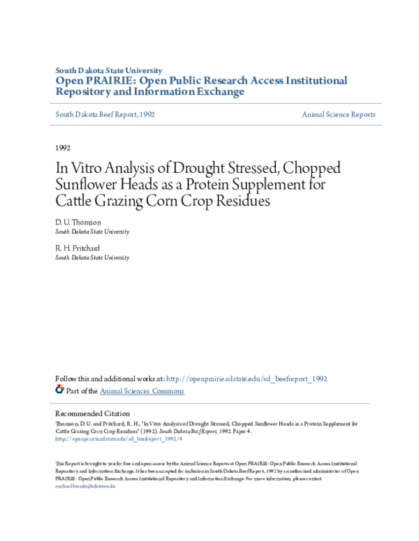 (PDF) In Vitro Analysis of Drought Stressed, Chopped Sunflower Heads as ...