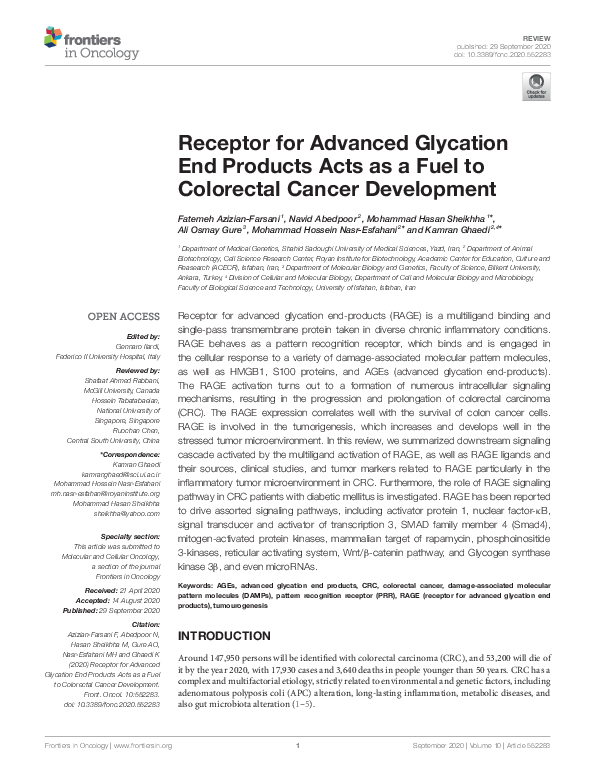 (PDF) Receptor for Advanced Glycation End Products Acts as a Fuel to ...