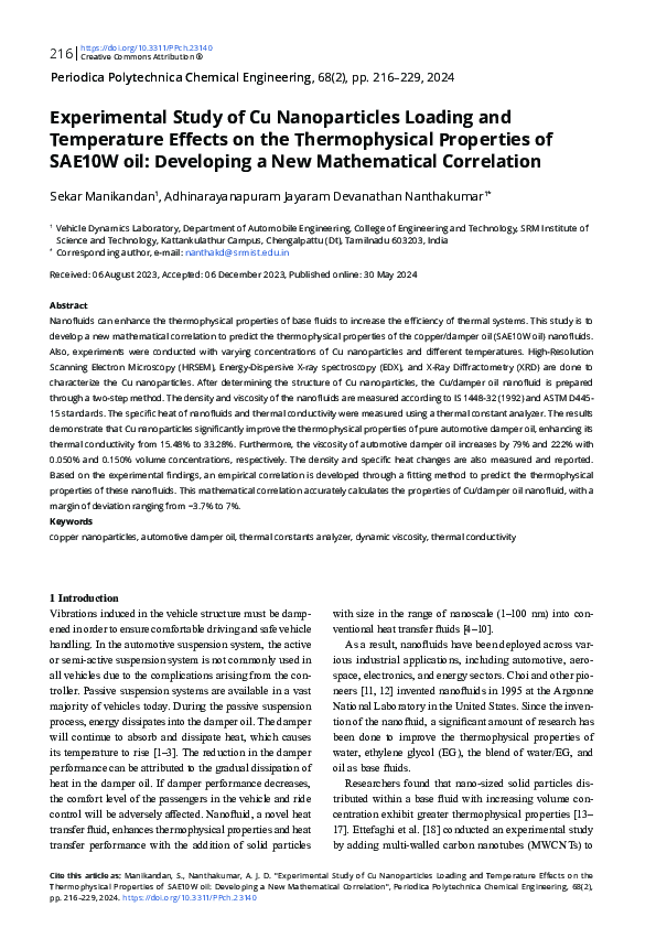 (PDF) Experimental Study of Cu Nanoparticles Loading and Temperature Effects on the ...