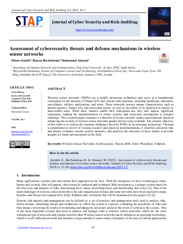 (PDF) Assessment of cybersecurity threats and defense mechanisms in ...