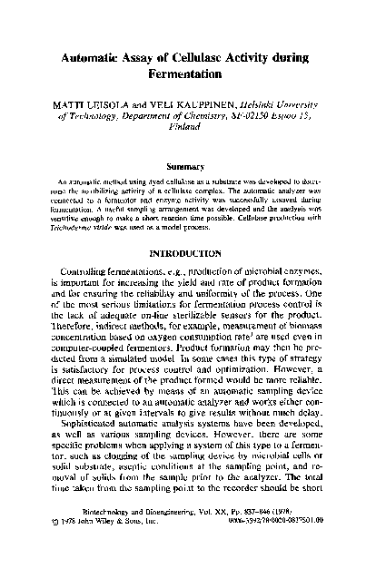 (PDF) Automatic assay of cellulase activity during fermentation