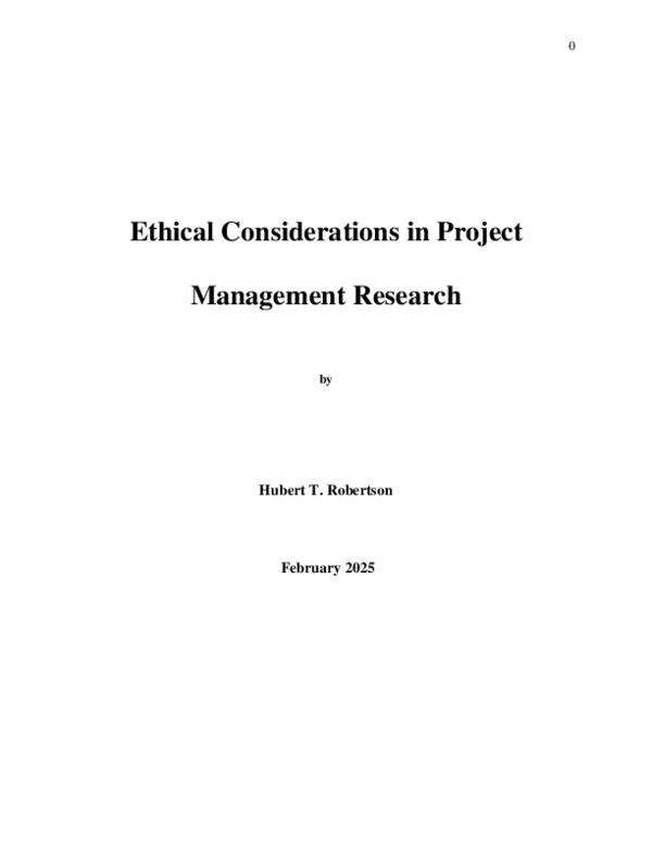 (PDF) Ethical Considerations in Project Management Research
