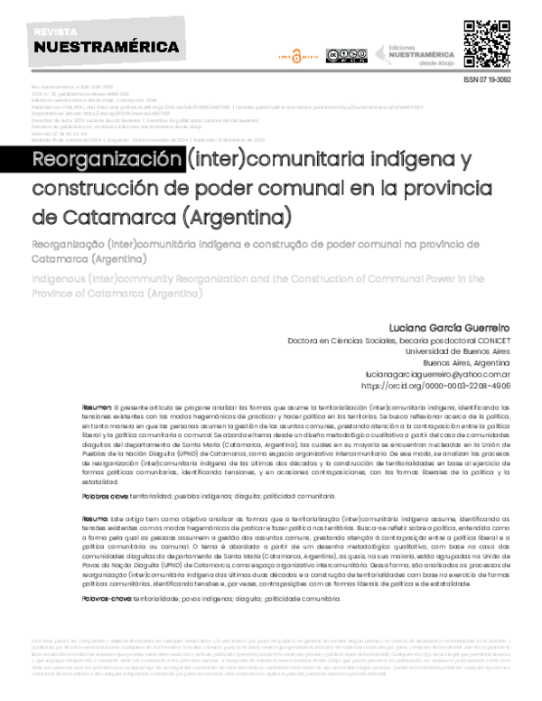 (PDF) Reorganización (inter)comunitaria indígena y construcción de ...