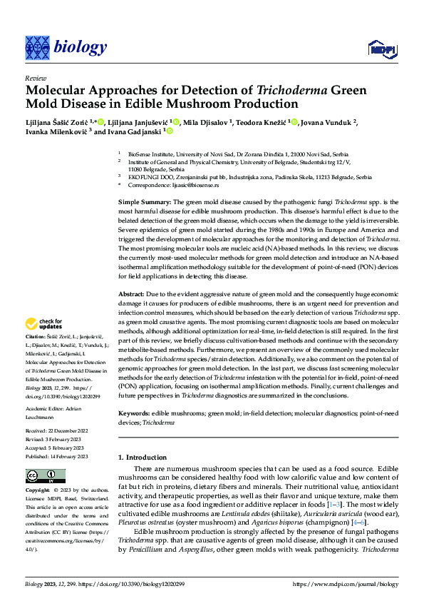Pdf Molecular Approaches For Detection Of Trichoderma Green Mold