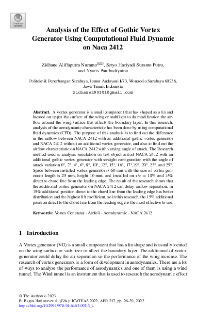 (PDF) Analysis of the Effect of Gothic Vortex Generator Using ...
