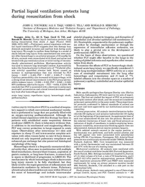 (PDF) Partial liquid ventilation protects lung during resuscitation ...