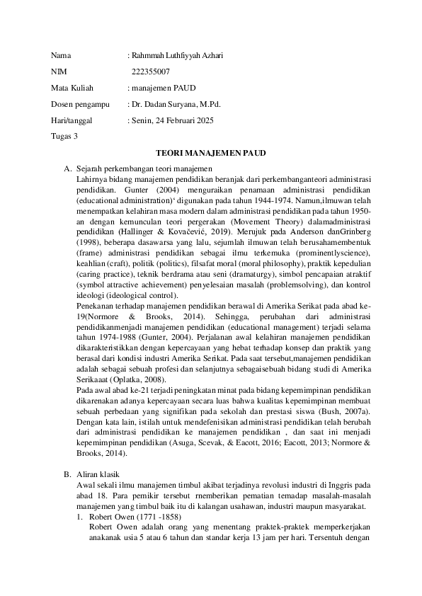 (PDF) TUGAS 3 MANAJEMEN PAUD RAHMMAH lUTHFIYYAH AZHARI