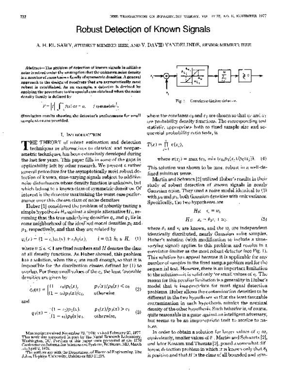 (PDF) Robust detection of known signals