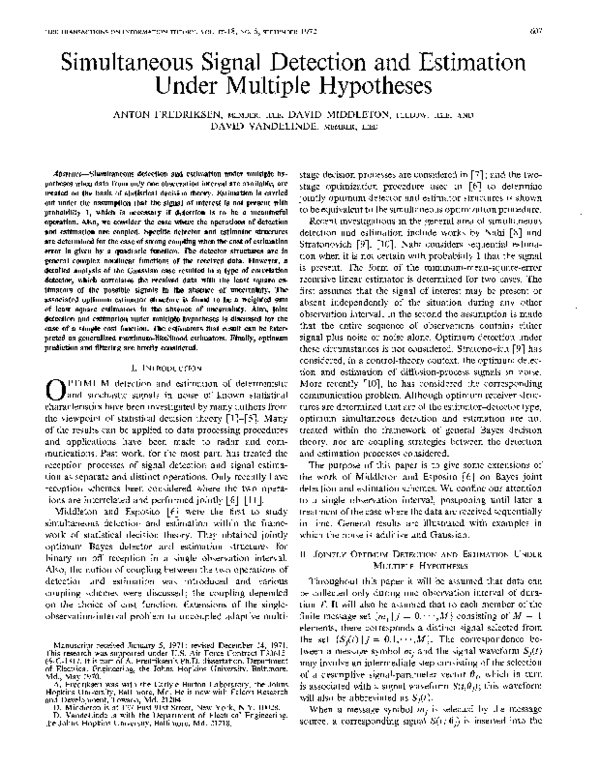 (PDF) Simultaneous signal detection and estimation under multiple ...