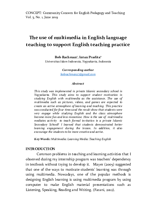 (PDF) The use of multimedia in English language teaching to support ...