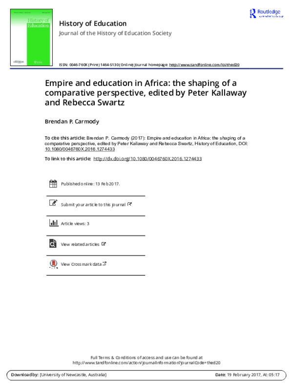 (PDF) Empire and education in Africa: the shaping of a comparative ...