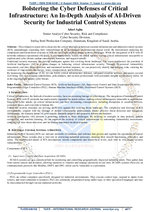 (PDF) Bolstering the Cyber Defenses of Critical Infrastructure: An In ...