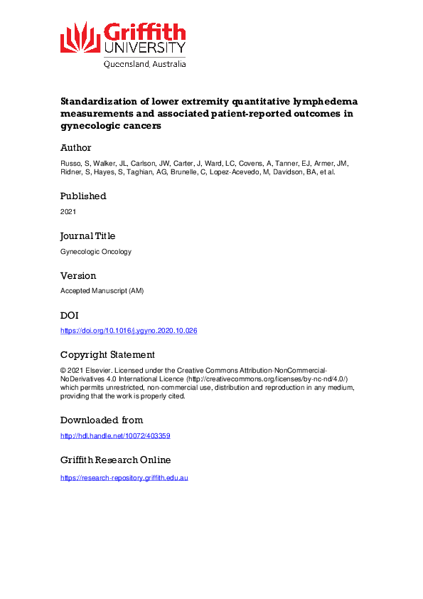 (PDF) Standardization of lower extremity quantitative lymphedema ...