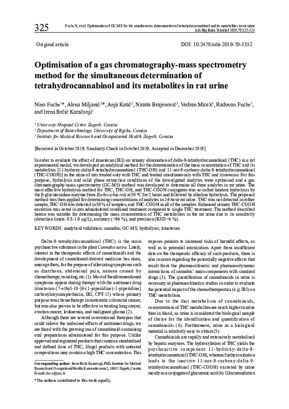 (PDF) Optimisation of a gas chromatography-mass spectrometry method for the simultaneous ...