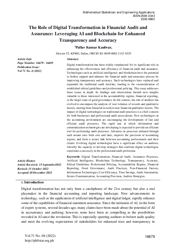 (PDF) The Role of Digital Transformation in Financial Audit and ...