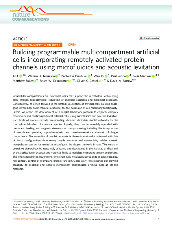(PDF) Building programmable multicompartment artificial cells ...