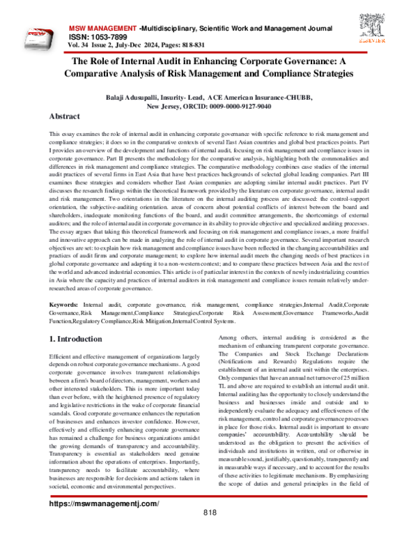 (PDF) The Role of Internal Audit in Enhancing Corporate Governance: A Comparative Analysis of ...