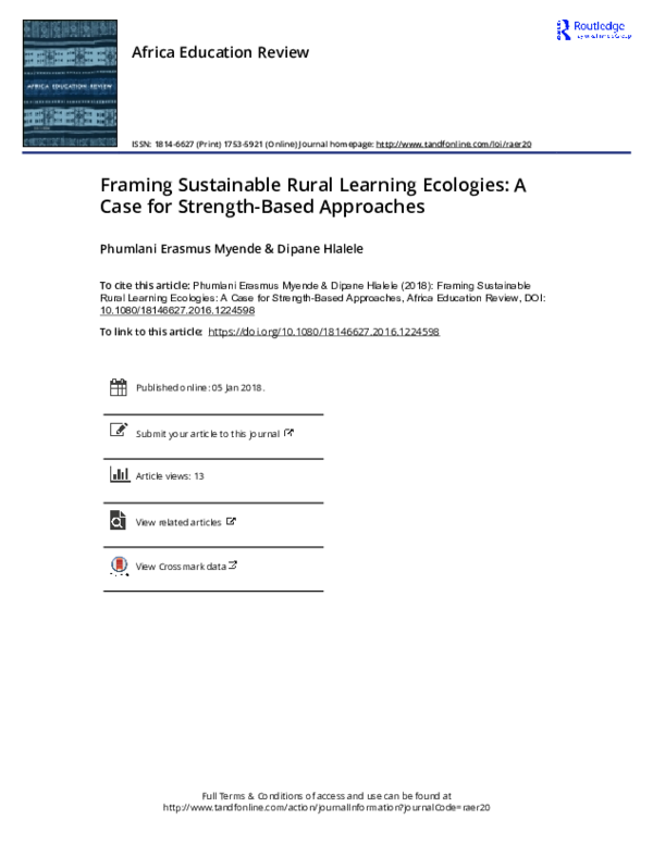 (PDF) Framing Sustainable Rural Learning Ecologies: A Case for Strength ...