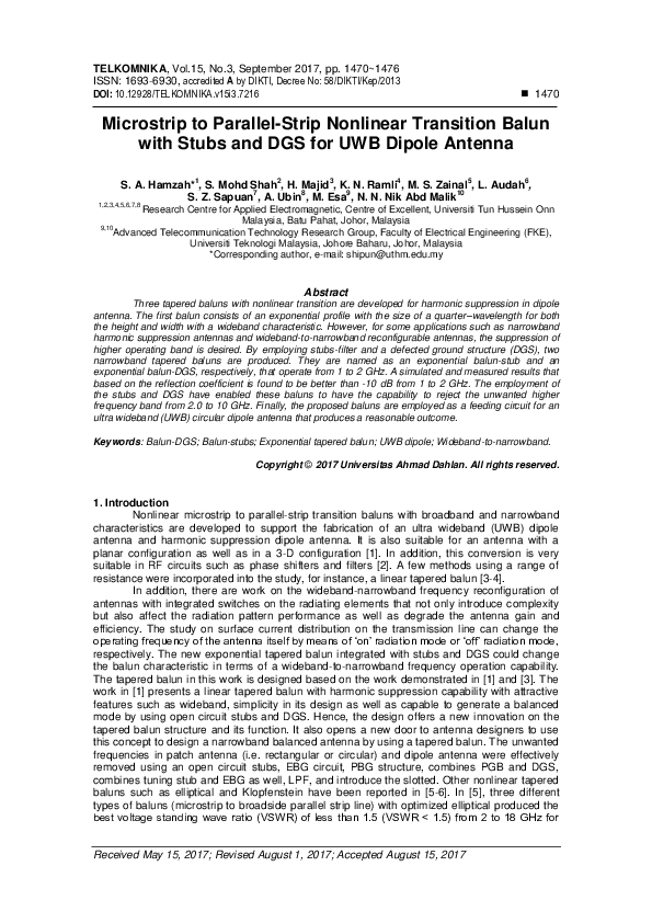 (PDF) Microstrip to Parallel-Strip Nonlinear Transition Balun with ...