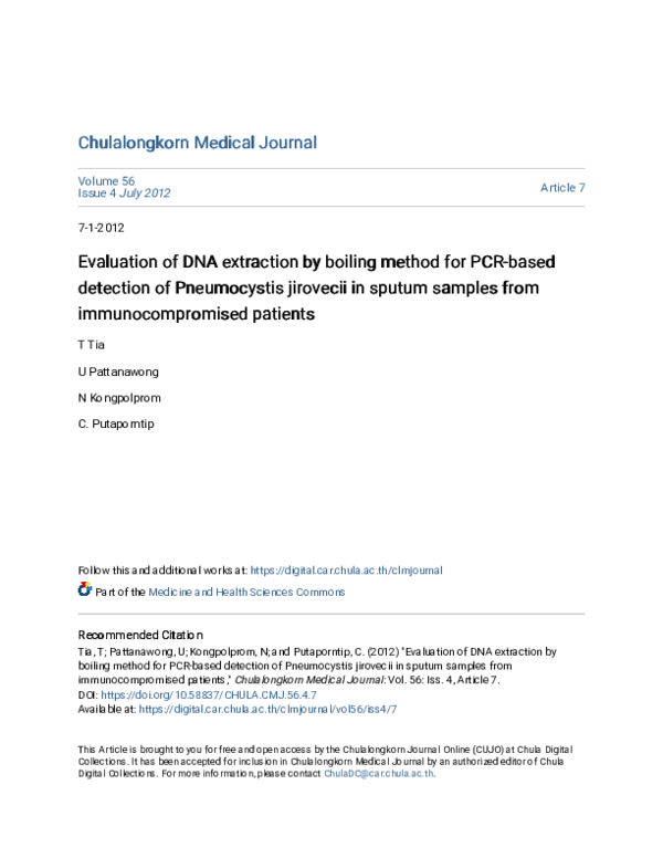 (PDF) Evaluation of DNA extraction by boiling method for ...