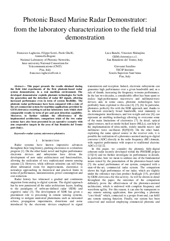 (PDF) Photonic based marine radar demonstrator