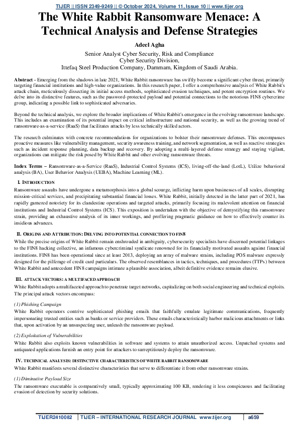 (PDF) The White Rabbit Ransomware Menace: A Technical Analysis and ...