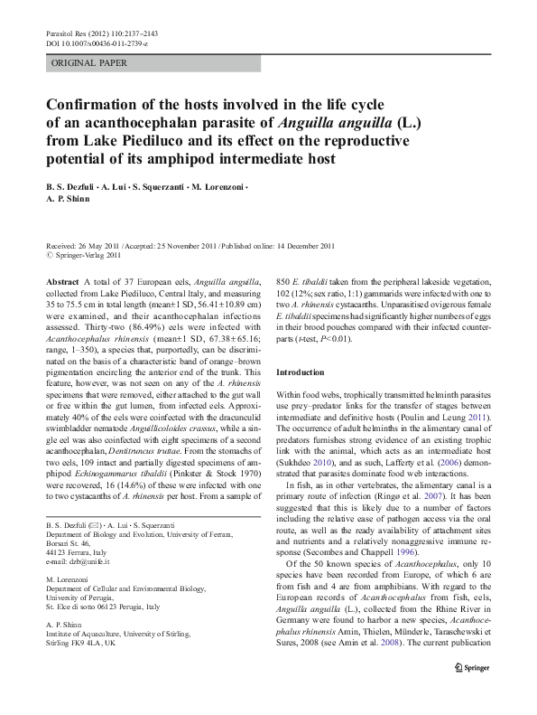 (PDF) Confirmation of the hosts involved in the life cycle of an ...
