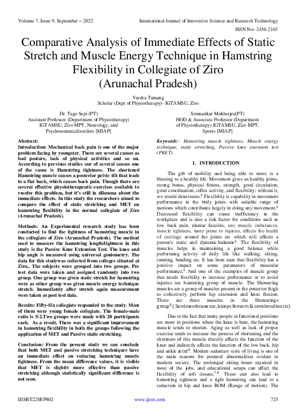 (PDF) Comparative Analysis of Immediate Effects of Static Stretch and ...
