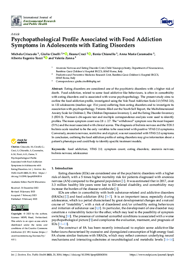 (PDF) Psychopathological Profile Associated with Food Addiction ...