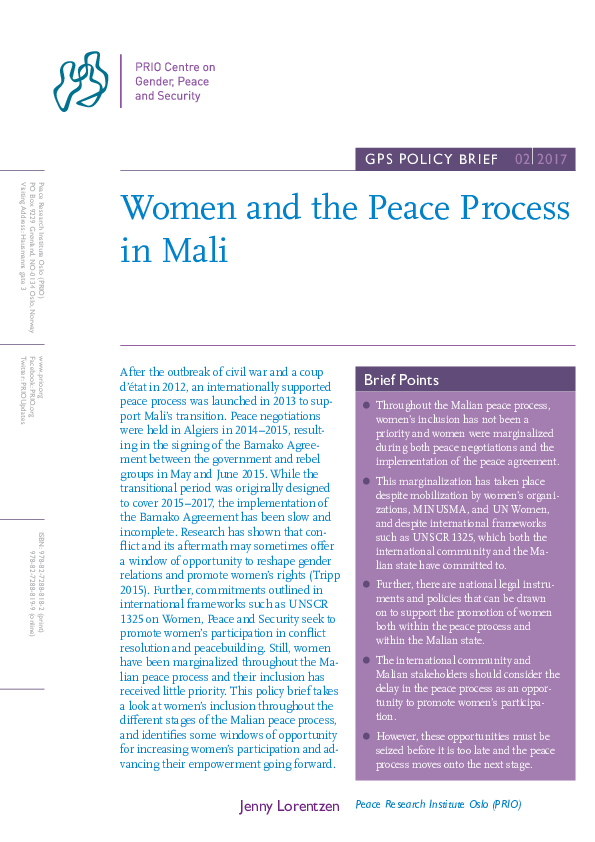 (PDF) Women and the Peace Process in Mali