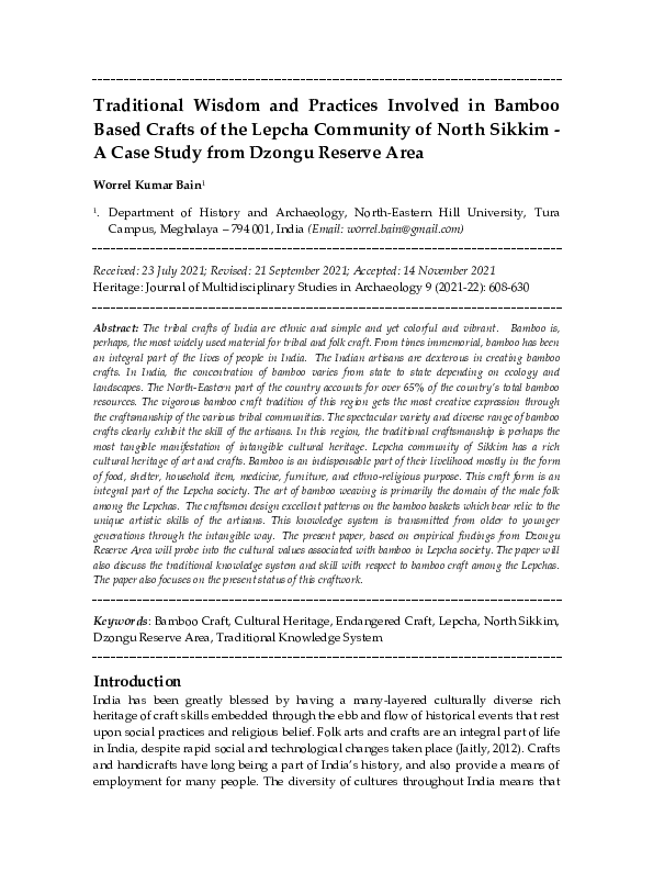 (PDF) Traditional Wisdom and Practices Involved in Bamboo Based Crafts ...