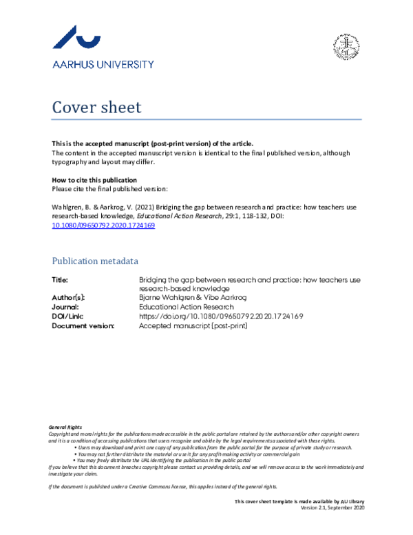 (PDF) Bridging the gap between research and practice: how teachers use ...