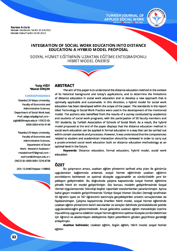 (PDF) Integration of Social Work Education Into Distance Education a ...