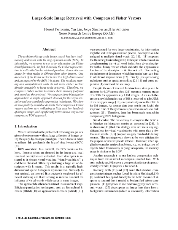 (PDF) Large-scale image retrieval with compressed Fisher vectors