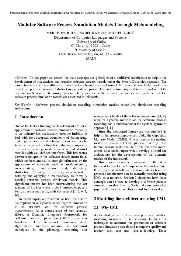 (PDF) Modular software process simulation models through metamodeling