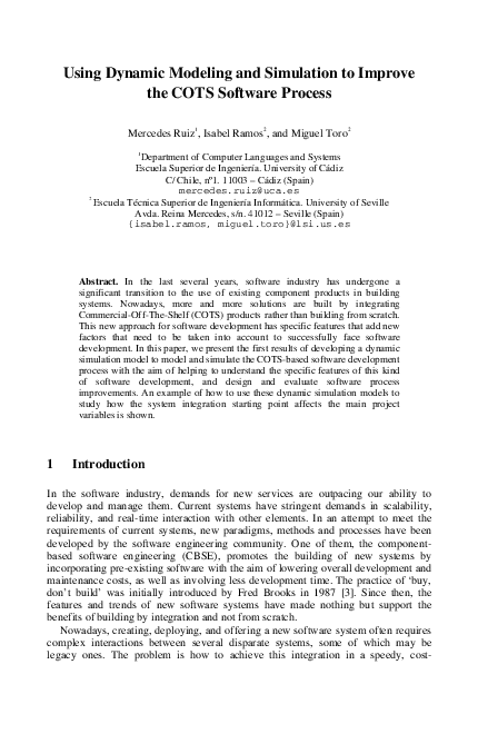 (PDF) Using Dynamic Modeling and Simulation to Improve the COTS ...