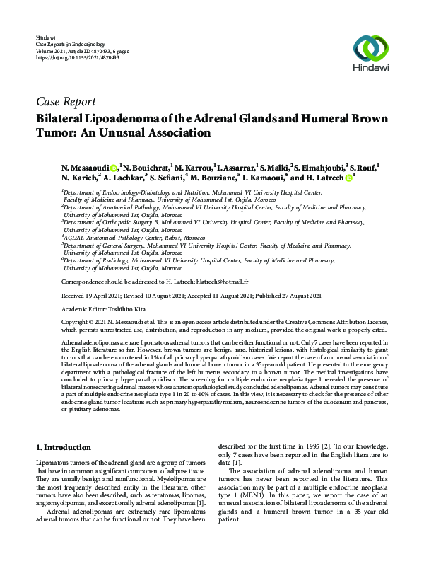 (PDF) Bilateral Lipoadenoma of the Adrenal Glands and Humeral Brown ...