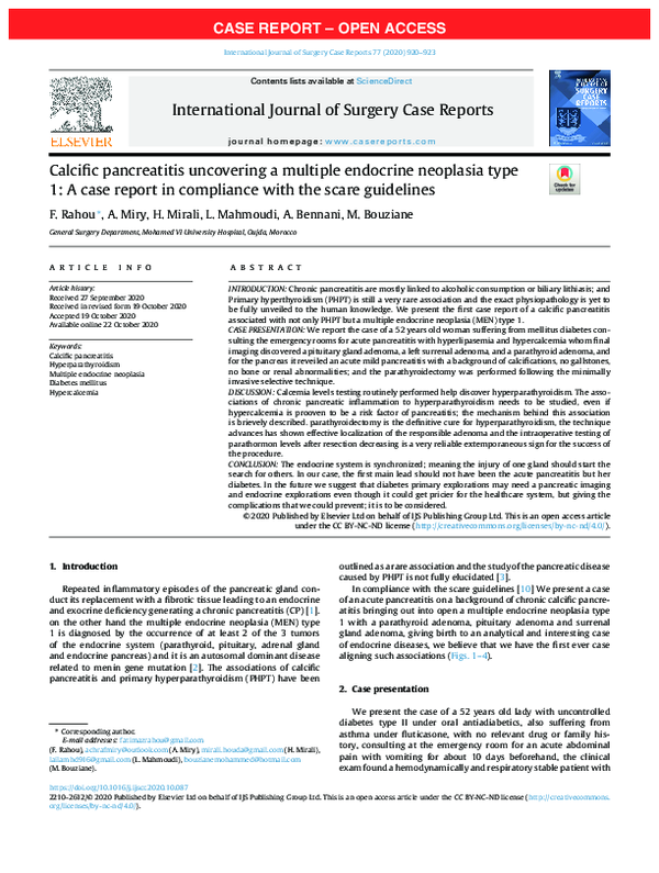 (PDF) Calcific pancreatitis uncovering a multiple endocrine neoplasia ...