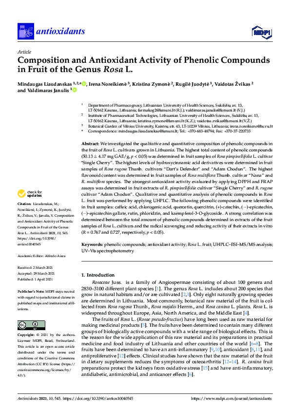 (PDF) Composition and Antioxidant Activity of Phenolic Compounds in ...