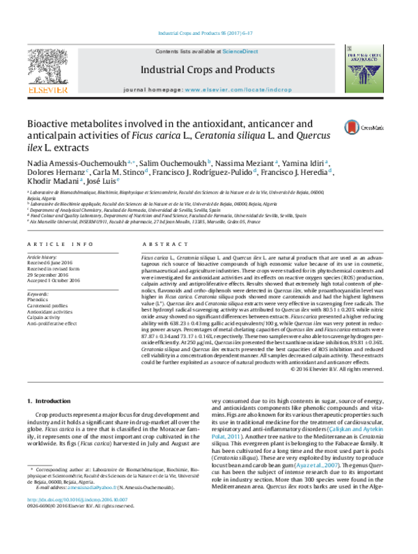 (PDF) Bioactive metabolites involved in the antioxidant, anticancer and ...