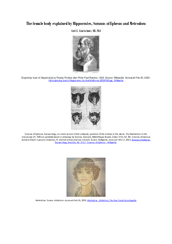 (PDF) The female body explained by Hippocrates, Soranus of Ephesus and ...