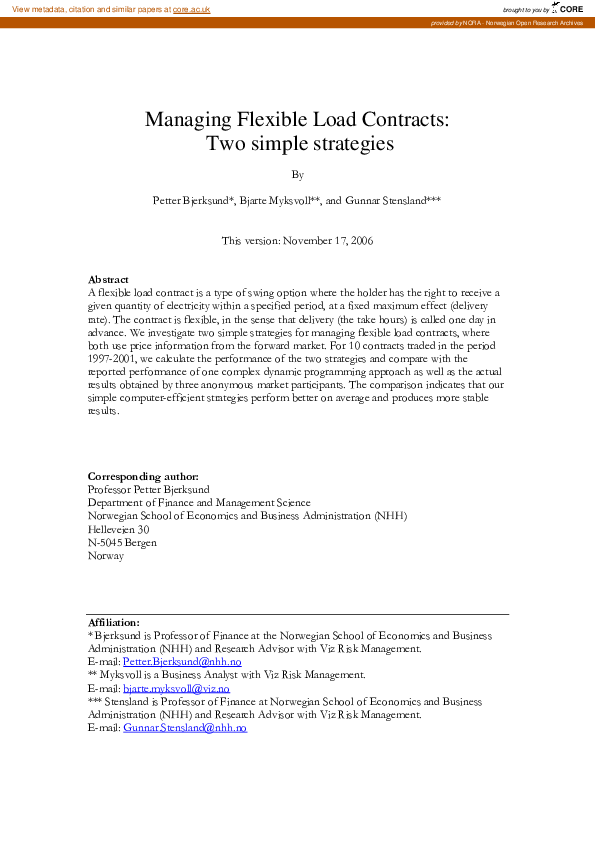 (PDF) Managing Flexible Load Contracts: Two simple strategies