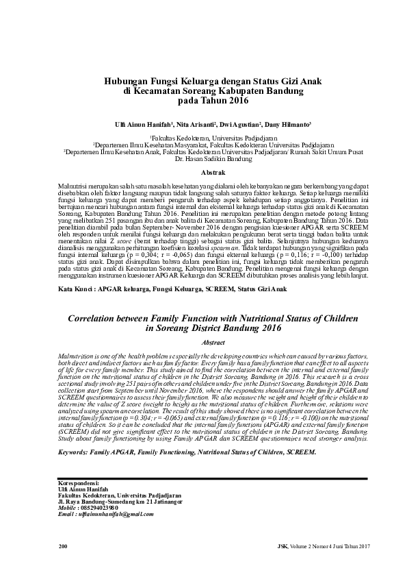 (PDF) Hubungan Fungsi Keluarga dengan Status Gizi Anak di Kecamatan ...