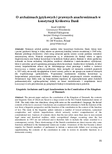 (PDF) Linguistic Archaisms and Legal Anachronisms in the Constitution ...