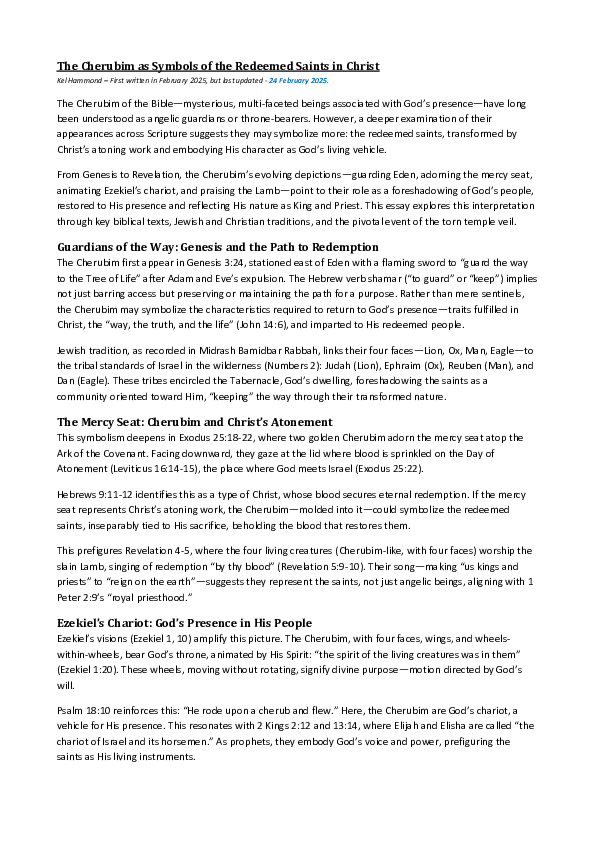 (PDF) The Cherubim as Symbols of the Redeemed Saints in Christ