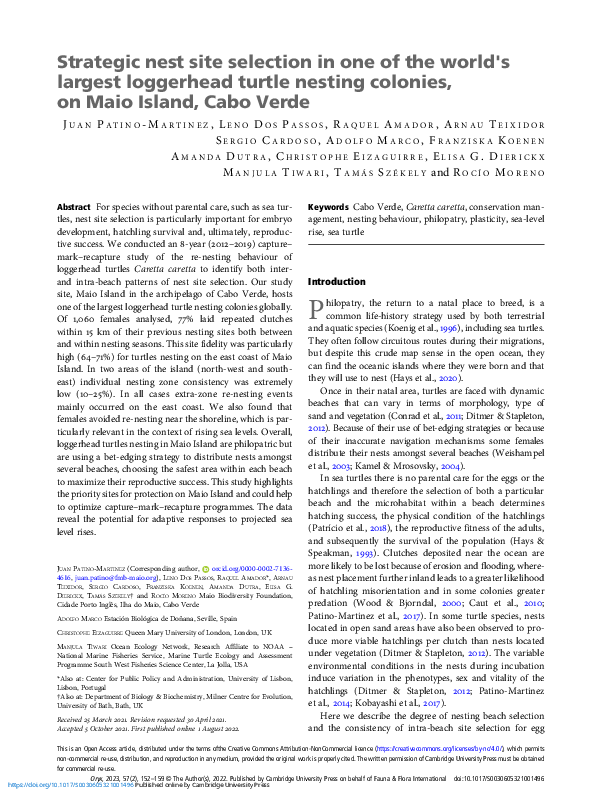 (PDF) Strategic nest site selection in one of the world's largest ...
