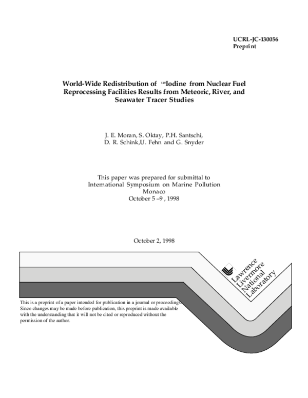 (PDF) World-wide redistribution of 129Iodine from nuclear fuel ...