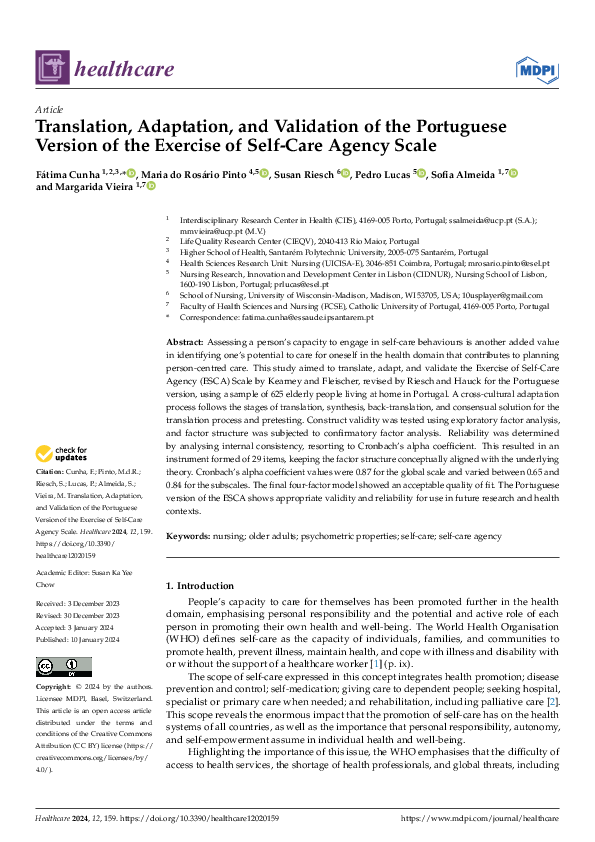 (PDF) Translation, Adaptation, and Validation of the Portuguese Version of the Exercise of Self ...