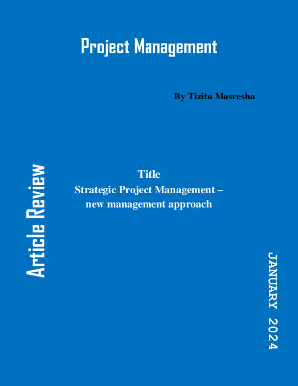 (PDF) Strategic Project Management – new management approach (Article ...